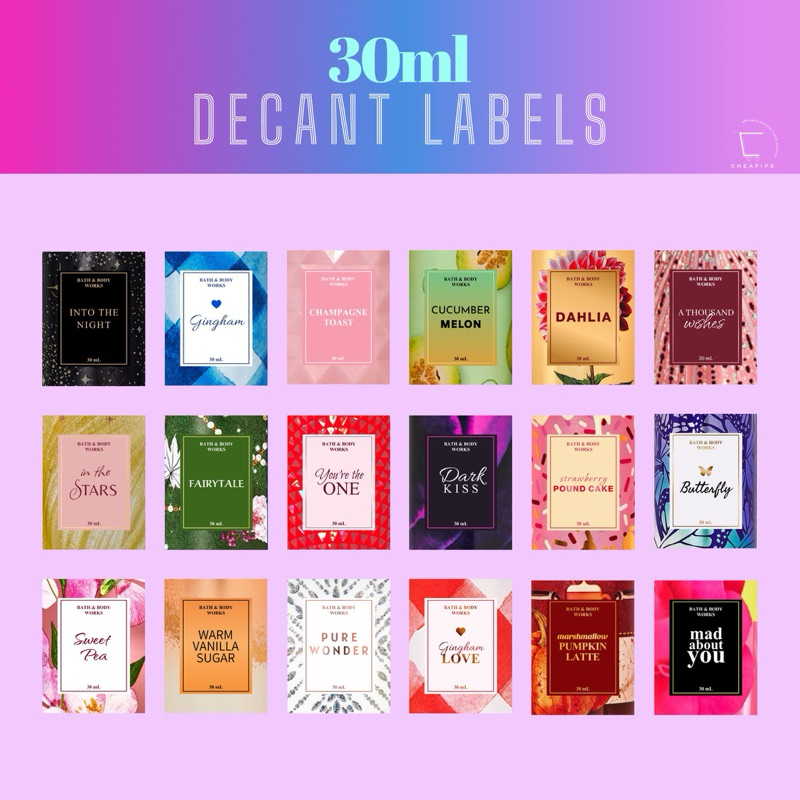 BBW Decant label stickers | 30ml | Vibrant colors | Matte sticker ...