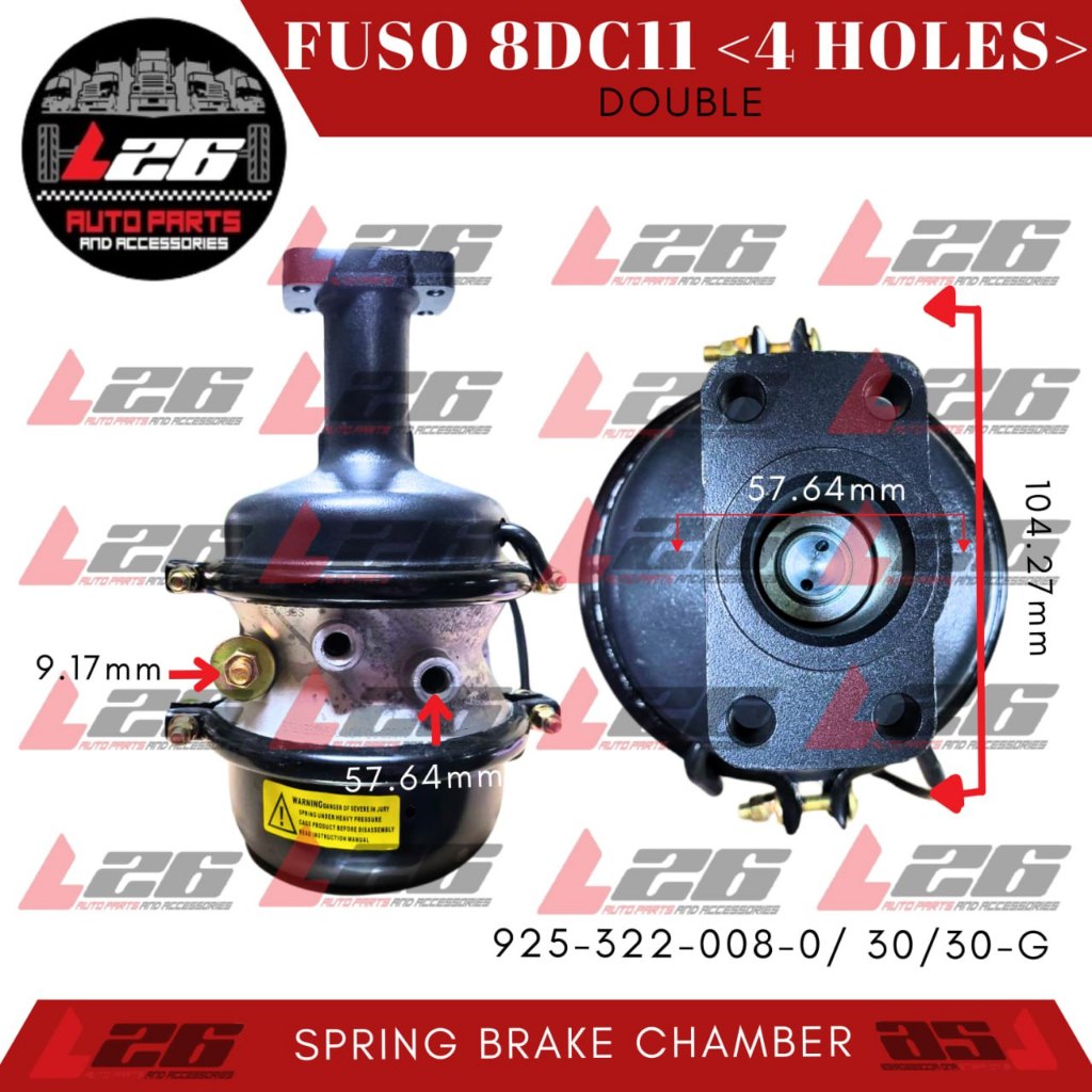 4 holes Fuso 8DC11 SPRING BRAKE CHAMBER 925-322-008 30/30-G Double ...