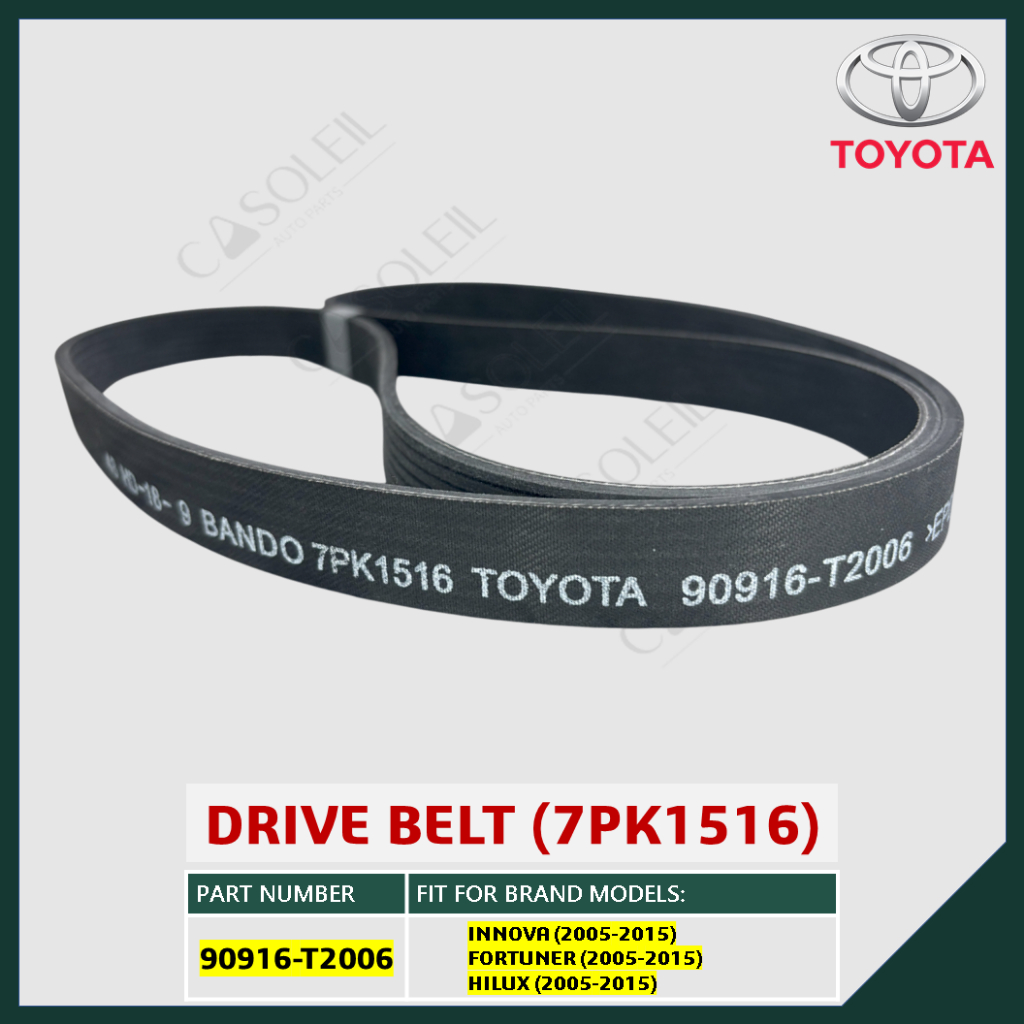 DRIVEBELT 7PK1516 (90916-T2006) for INNOVA, FORTUNER, HILUX (2005-2015 ...