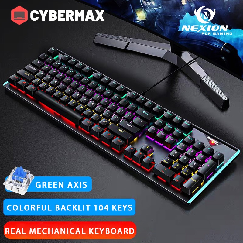 NEXION KY-610 Real Mechanical Keyboard Colorful Backlit 104 Keys RGB ...