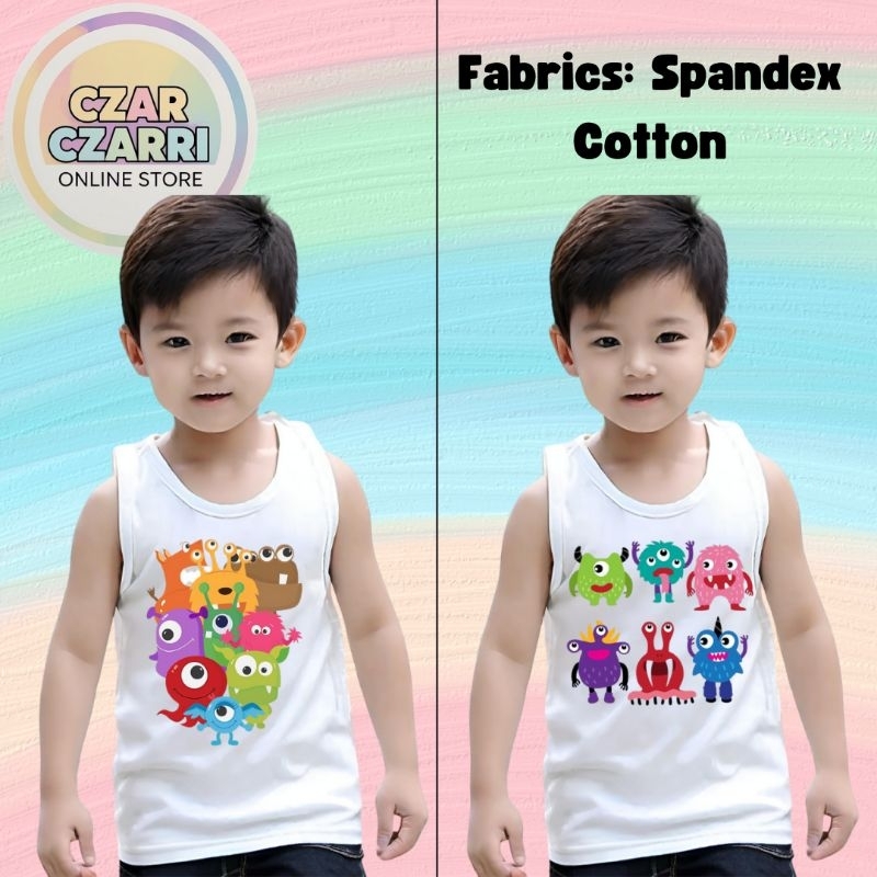 Kids RTW White Sando Cute Cartoon Printed Design Cotton Spandex Style ...