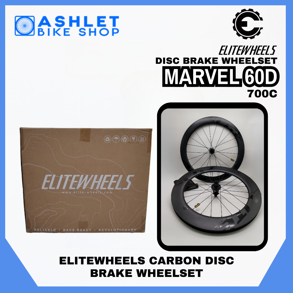 ELITEWHEELS MARVEL 60D Disc Brake Carbon Wheelset 700c - ASHLET BIKE ...