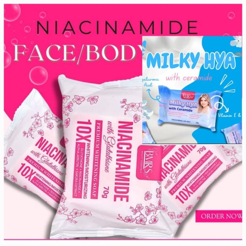 (5pcs/ 3pcs) BMRS NIACINAMIDE Soap Gluta 10x Whitening Soap ...