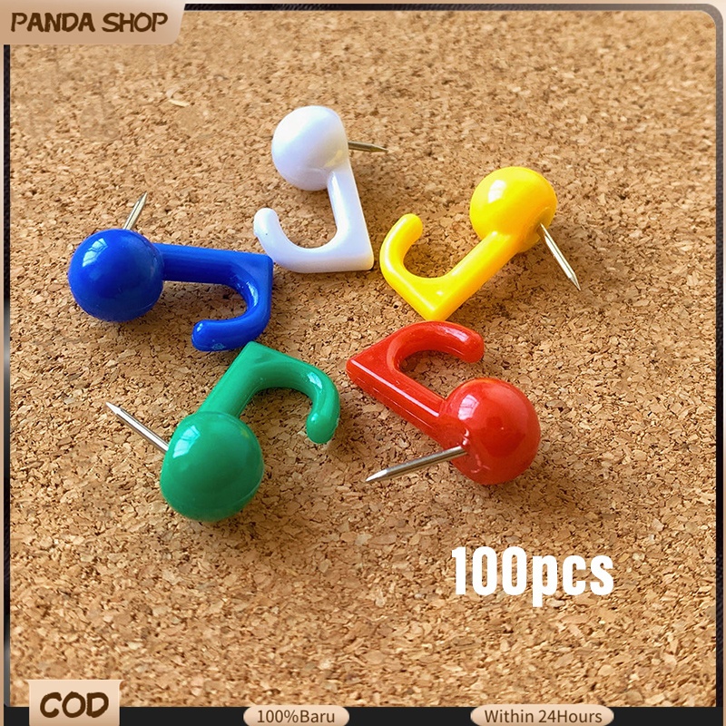 100pcs Colorful Push Pin Hooks Photo Wall Bulletin Board Plastic Thumb ...