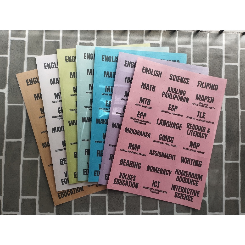 School Subject Label Sticker - 24 SUBJECTS | Shopee Philippines