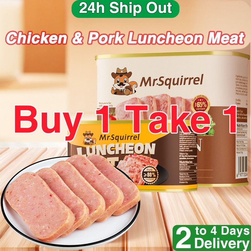 Mr.Squirrel 3PCS & 340g Luncheon Meat Non Salty Chicken/Pork Luncheon ...