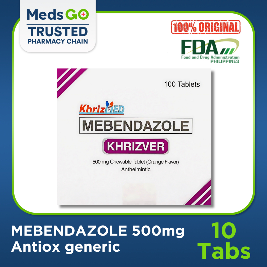 Mebendazole 500mg 10 Tabs - Deworm / Parasite Cleaner (Antiox generic ...