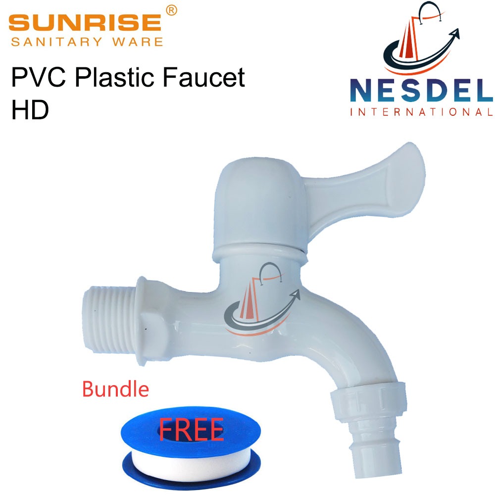 FAUCET PVC Plastic High Quality with Free Teflon Tape (1pc) 1/2 20mm I ...