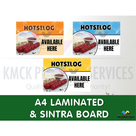 Hotsilog Available Here Signages Laminated | Sintra Board | Shopee ...