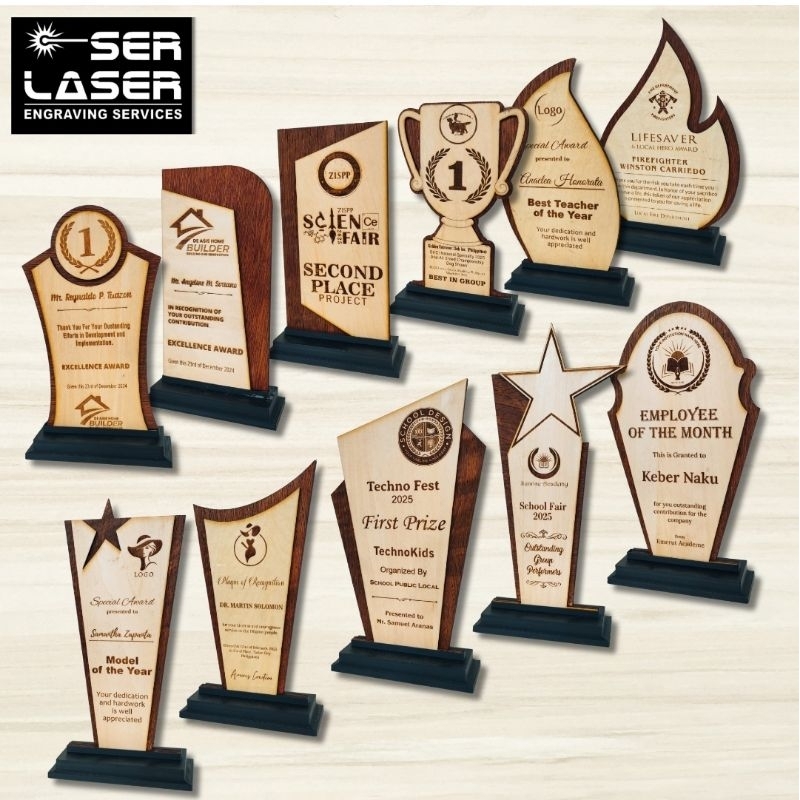 WOODEN TROPHY/PLAQUE WITH LASER ENGRAVED | Shopee Philippines