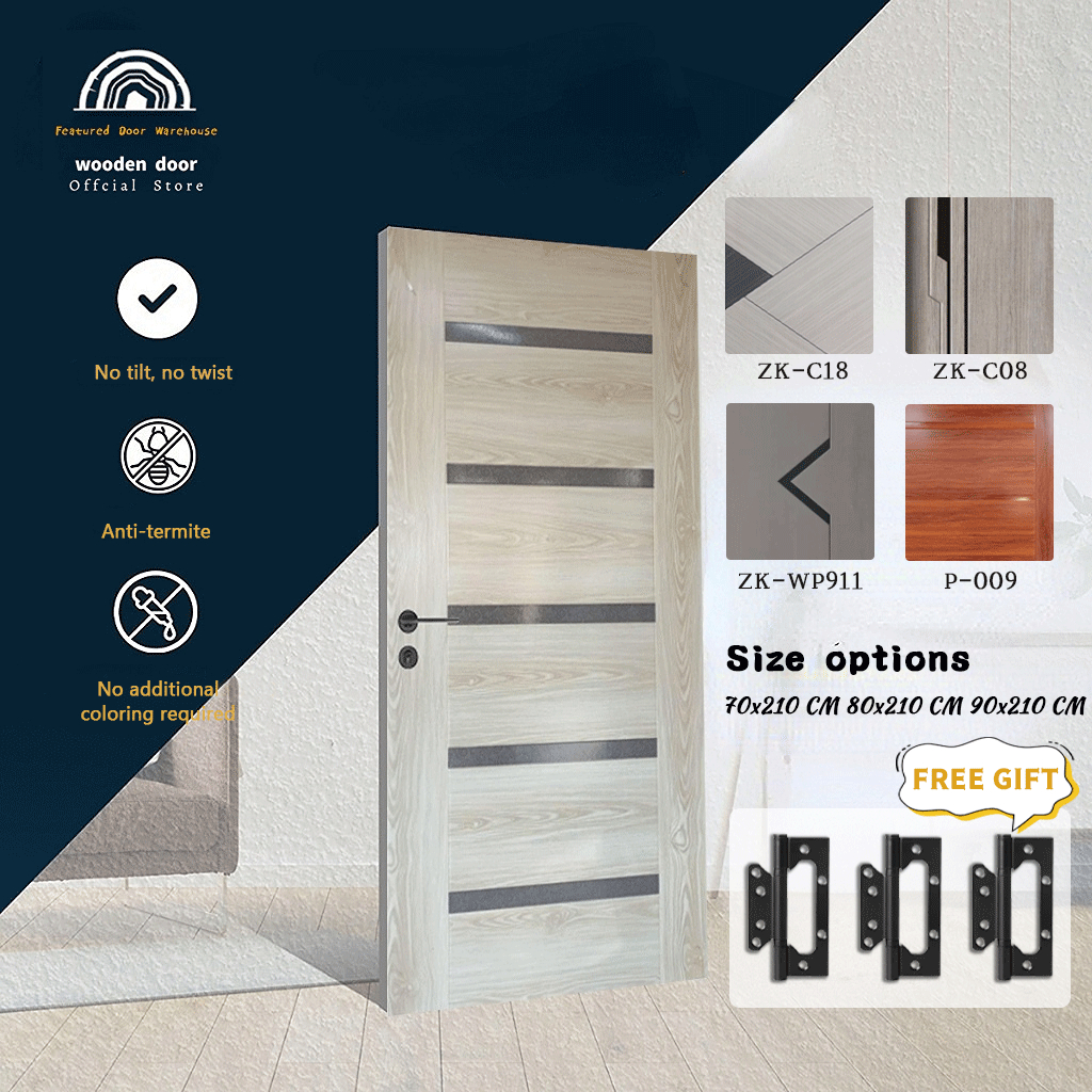 100% pure wooden door Including door frame waterproof and insect-proof ...