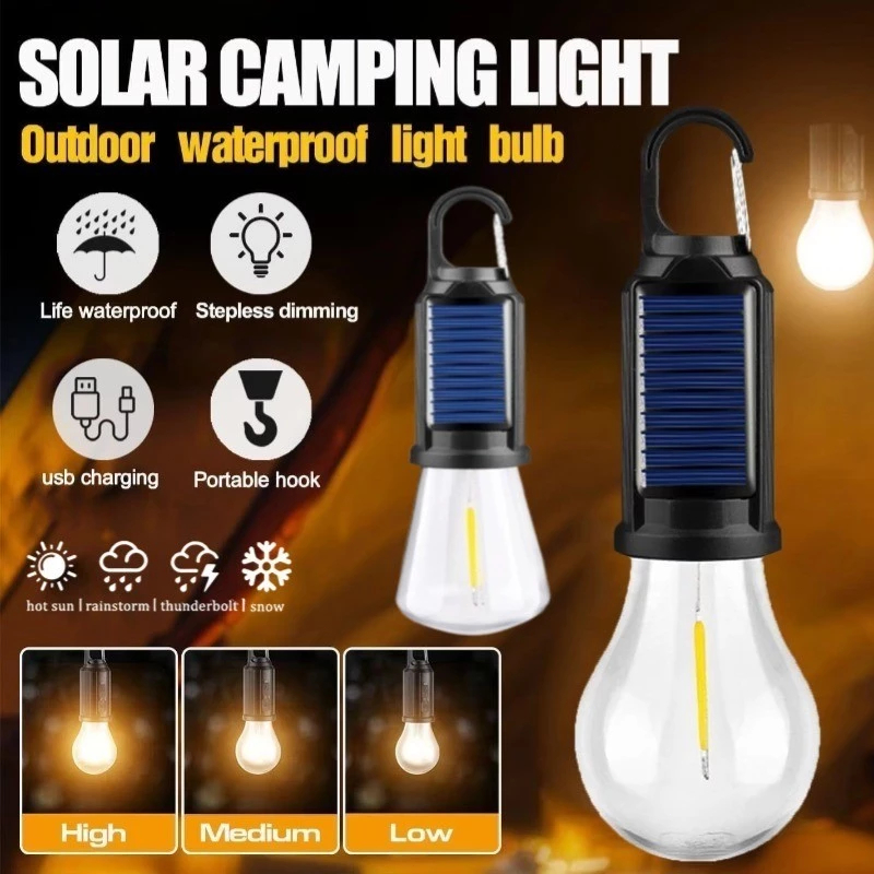 Solar Camping Light Outdoor Waterproof Light Bulb Portable Spherical ...