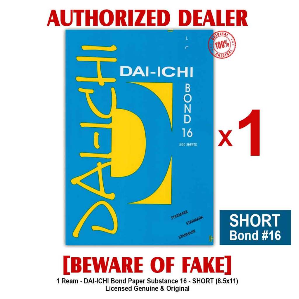 DAICHI Bond 16 Bond Paper Papers SHORT 8.5x11in Sub. 16 DAI-ICHI Copy ...