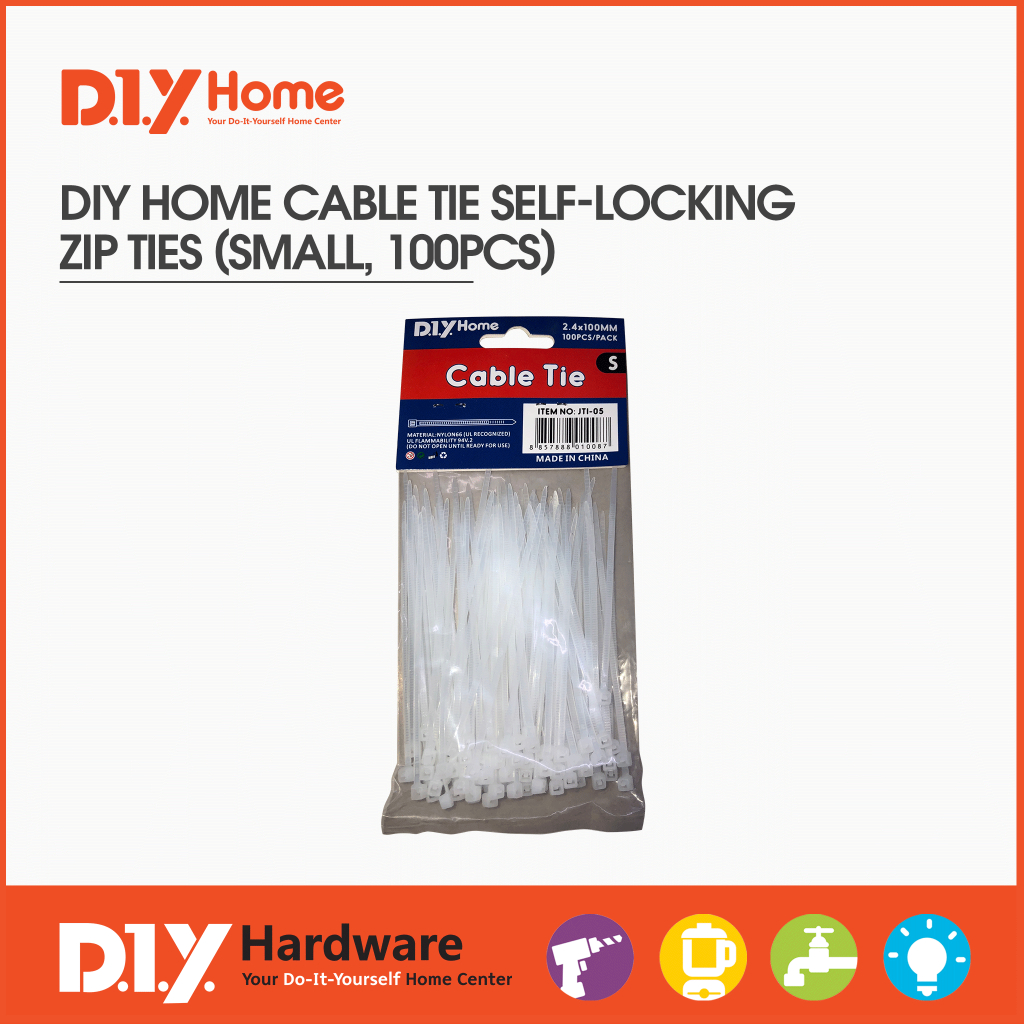 DIY HOME by DIY Hardware Cable Tie Self-Locking Zip Ties (Small, 100pcs ...