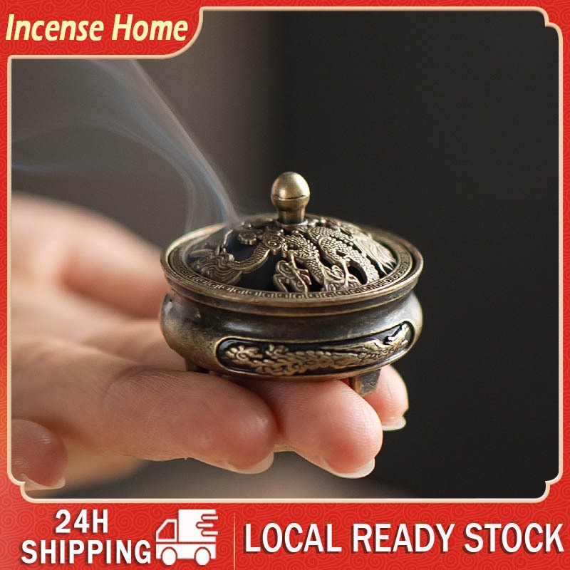 Mini Incense Burner Three Foot Alloy Dragon Base Incense Coil Holder ...