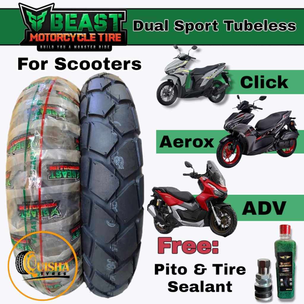 BEAST TIRE DUAL SPORT TUBELESS SIZE 13 & 14 FOR ADV, CLICK, BEAT, AEROX ...
