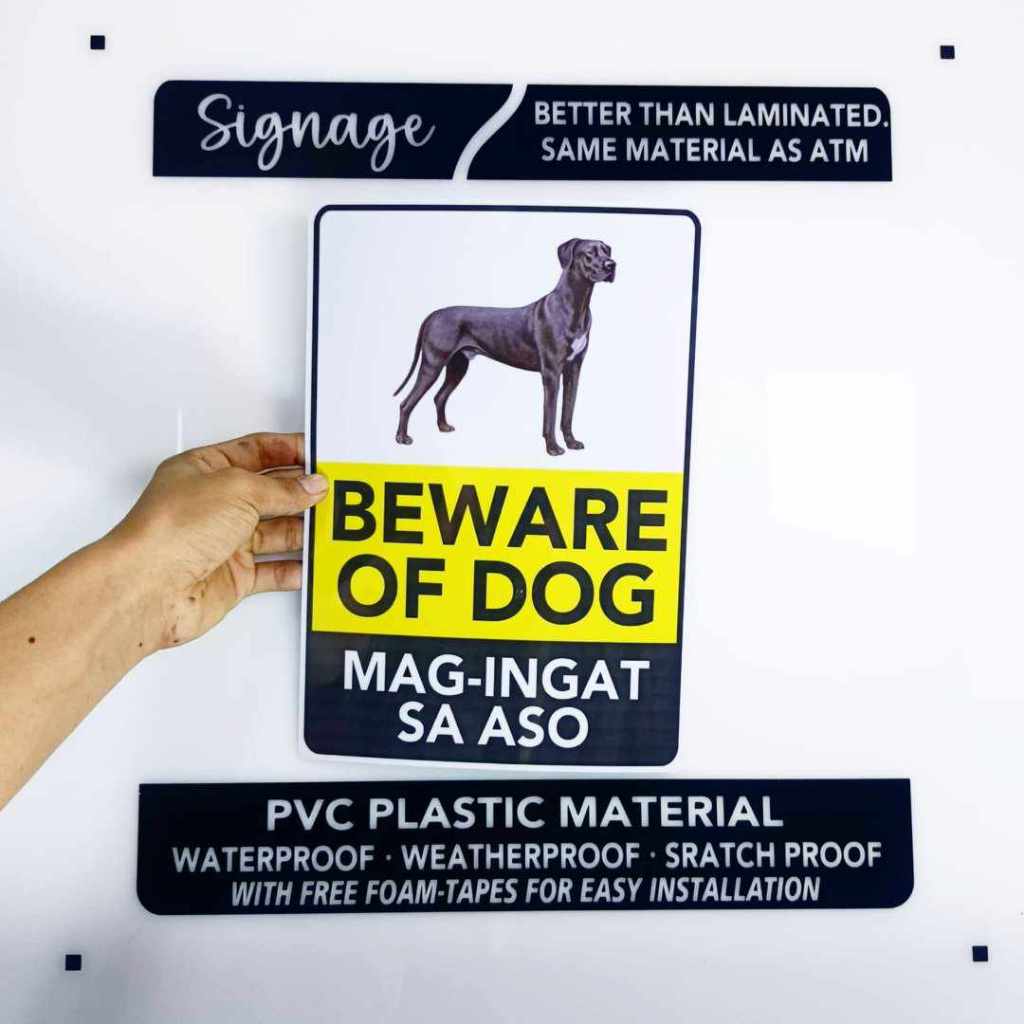 SIGNAGE - BEWARE OF DOG - MAG-INGAT SA ASO - PVC PLASTIC MATERIAL ...