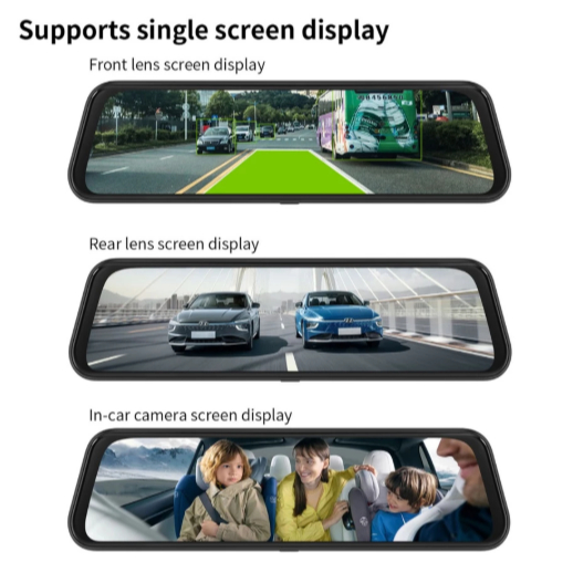 QCY Q12 Pro Dashcam 3-Way Recording WiFi Car DVR Rearview Support ADAS ...