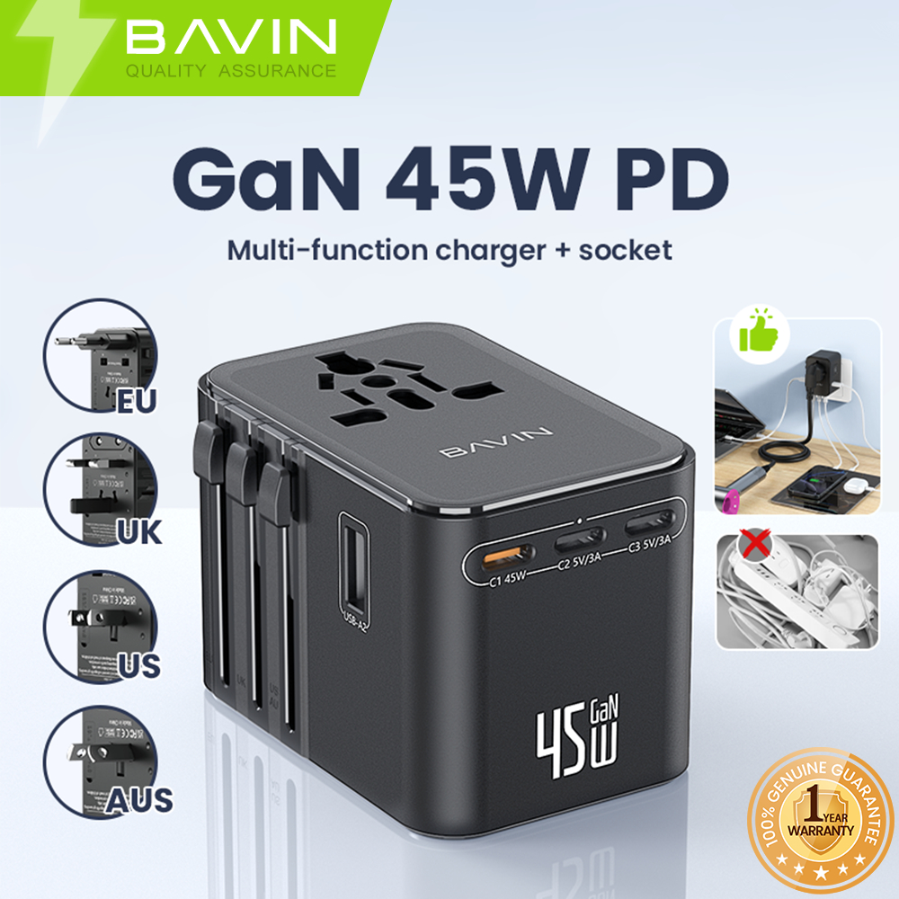 BAVIN PC2080 45W GaN PD Multi-Functional Charger & Plug Socket Fast ...