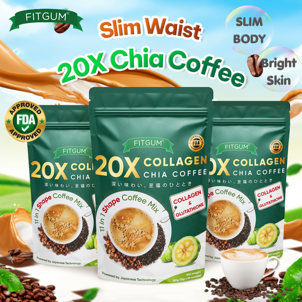 FITGUM 20X Collagen Chia Coffee For Loss Weight Management Anti-Aging ...