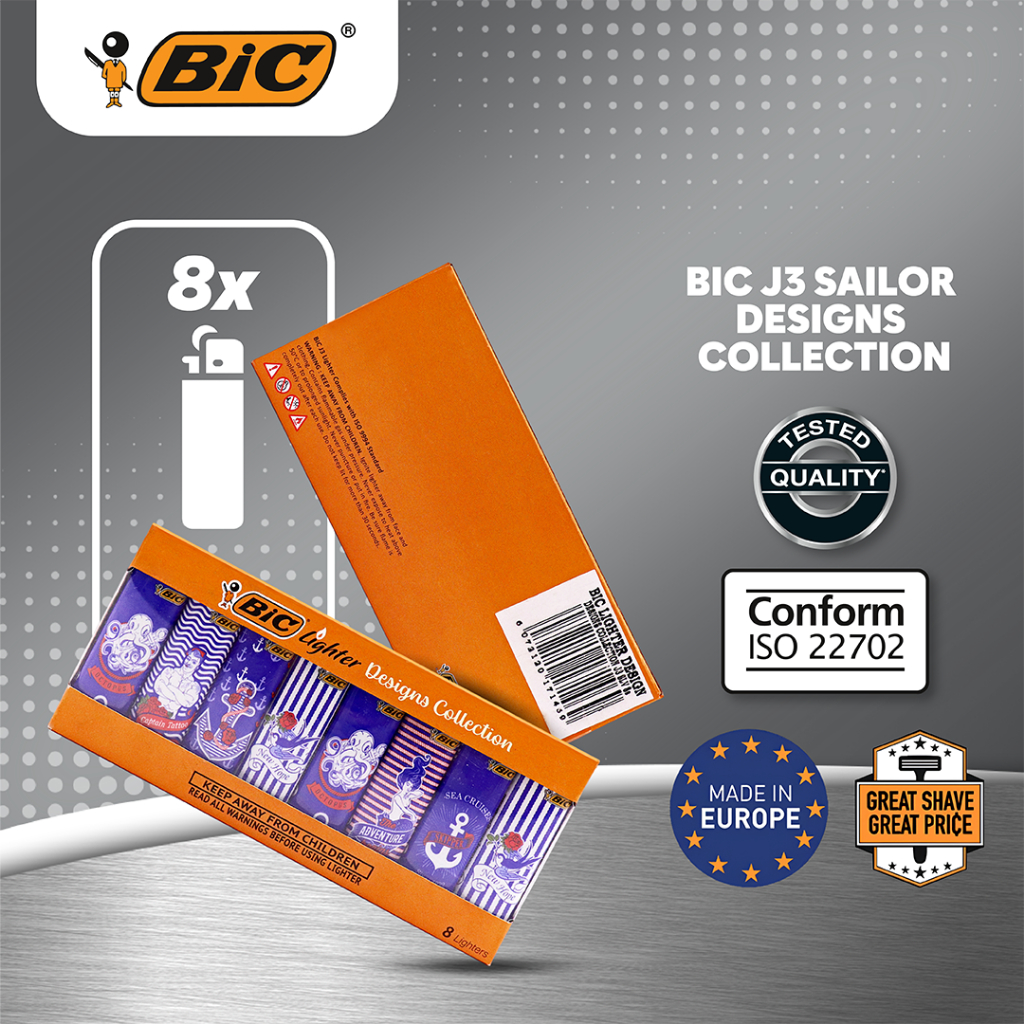 [Limited] BIC Lighter J3 Sailor Designs Collection Box of 8 | Shopee ...