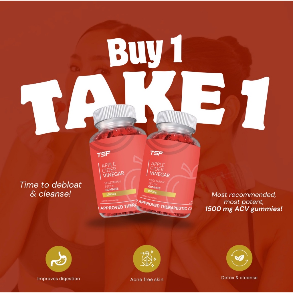 BOGO - 2 Bottles | TSF Apple Cider Vinegar GOLD Gummies 1500mg (60 ...