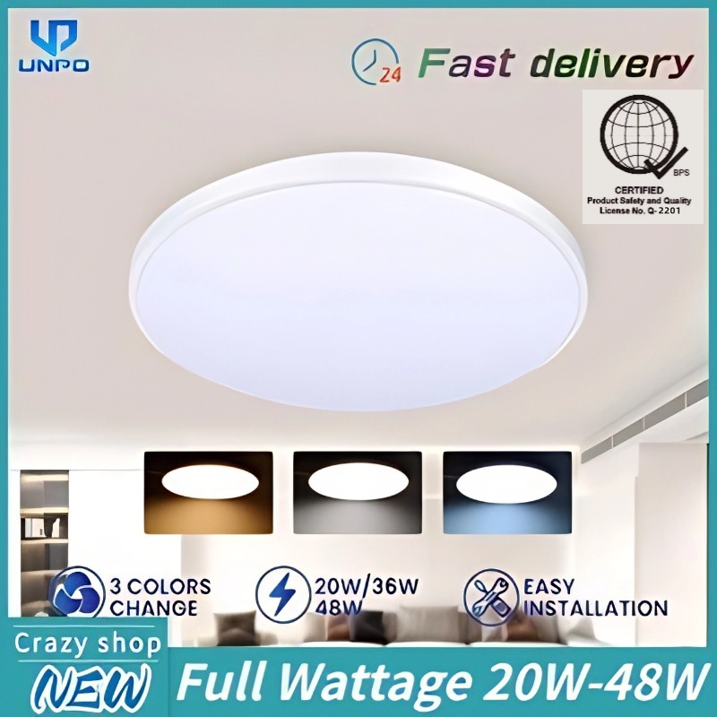 3 Color Ceiling Lights Modern Design 48W 36W 20W Indoor Fully Sealed ...