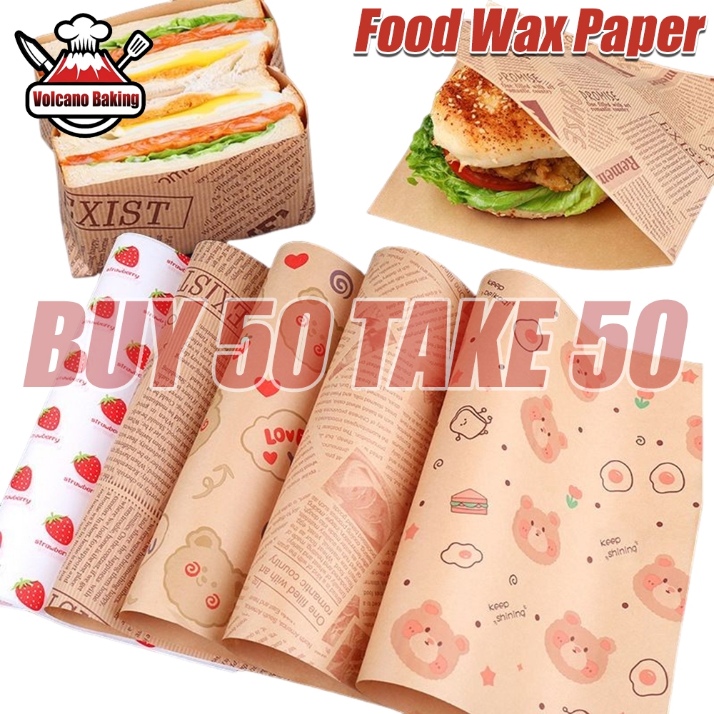100PCS Food Wax Paper, Greaseproof Sandwich Wrapping, Burger French ...