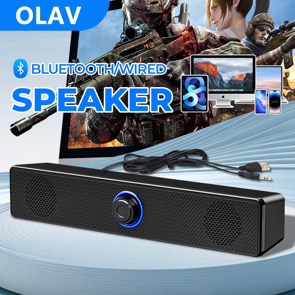 OLAV Bluetooth Soundbar Wired Speaker LED Gaming Sound Bar Multimedia ...