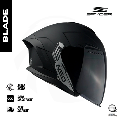 【EAGLE SPEED】SPYDER HALF FACE HELMET NEO BLADE MATT BLACK DUAL VISOR ...