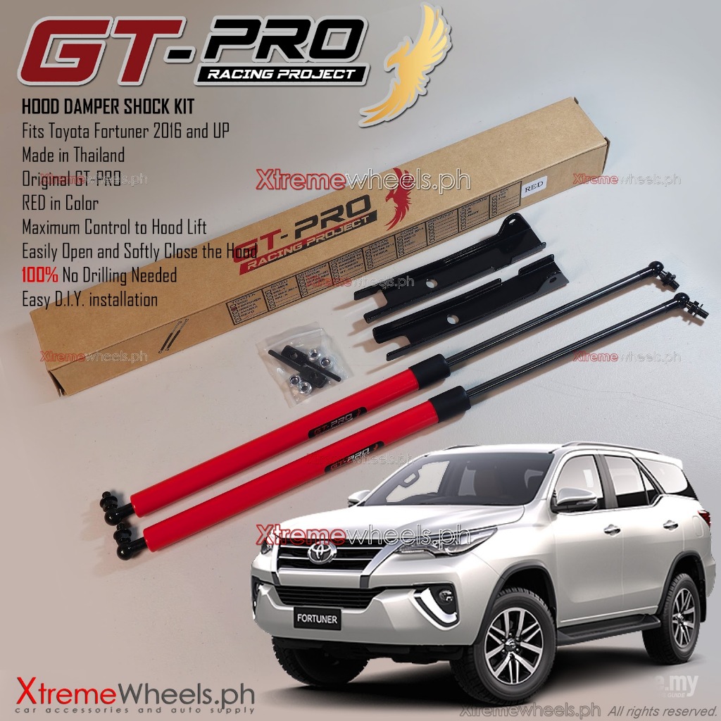Toyota Fortuner / Hilux 2005 to 2026 GT-Pro Red Hood Damper Shock Kit ...