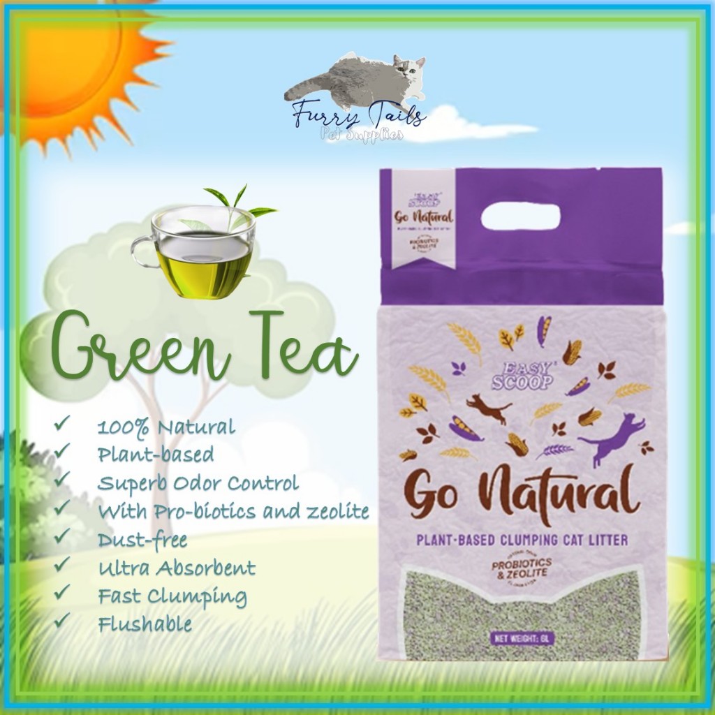 EASY SCOOP GO NATURAL (GREEN TEA) Plant-Based Flushable Clumping Fine ...