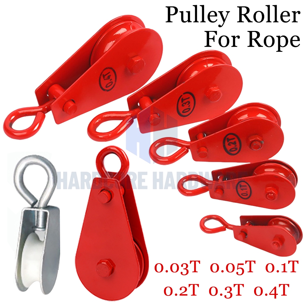 HH Red Metal Crane Lifting Pulley Roller Single Wheel Snatch Block ...