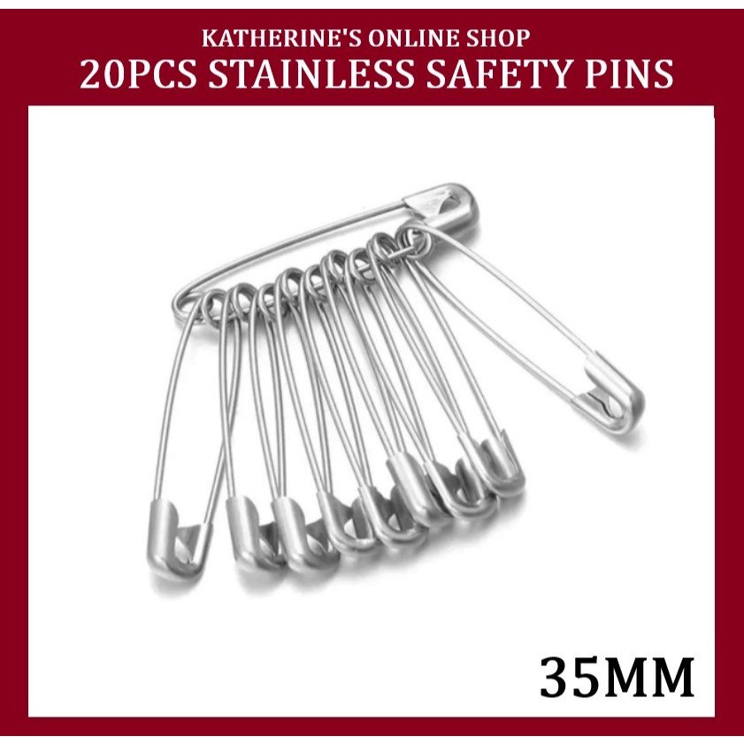 20PCS Stainless Steel Safety Pins DIY Rustproof Buckle Pin Metal Brooch ...
