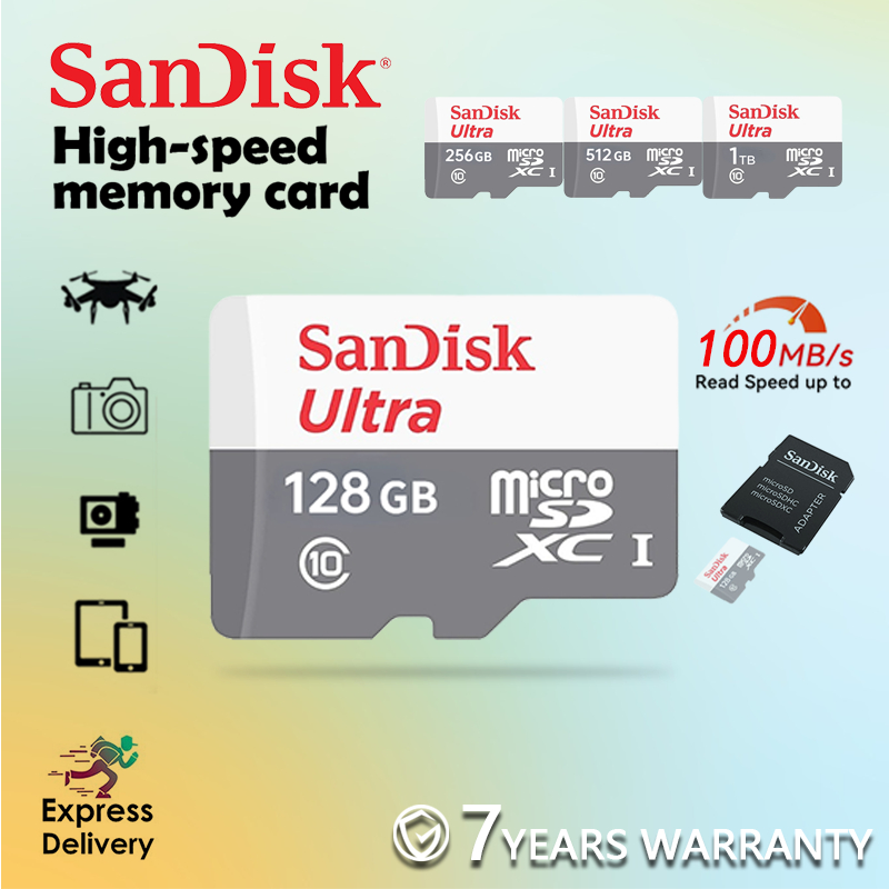 SanDisk Ultra Micro SDXC 128GB 256GB 512GB 1TB Class 10 UHS-I Memory Card SDSQUNR - NEW MODEL ...