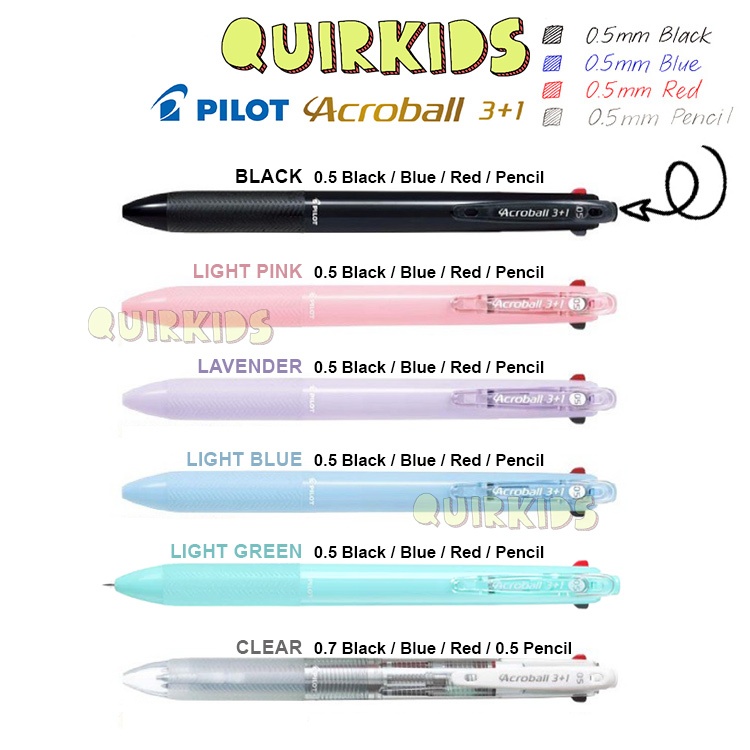 Pilot Acroball 3+1 0.5 mm Ballpoint Multi - Pen with Mechanical Pencil ...