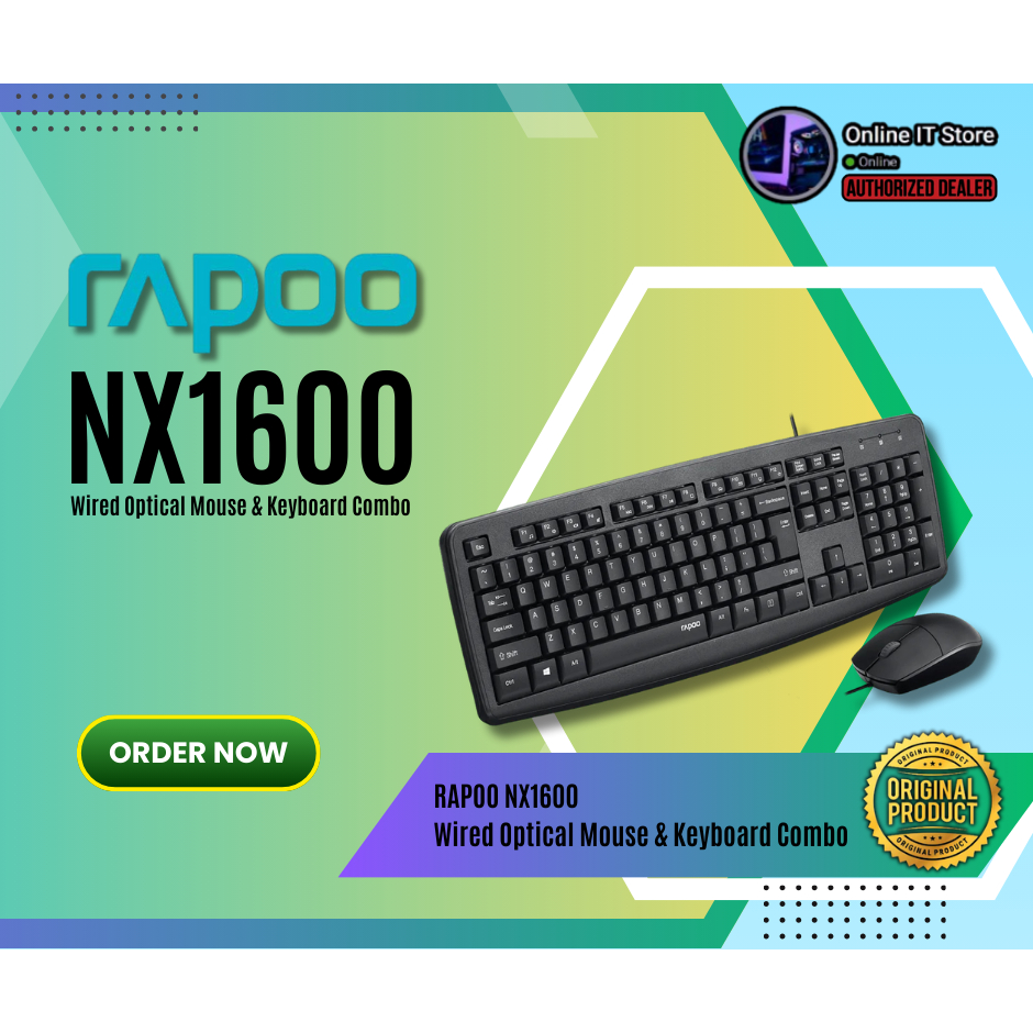 Rapoo Nx1600 Wired Optical Mouse And Keyboard Combo Shopee Philippines