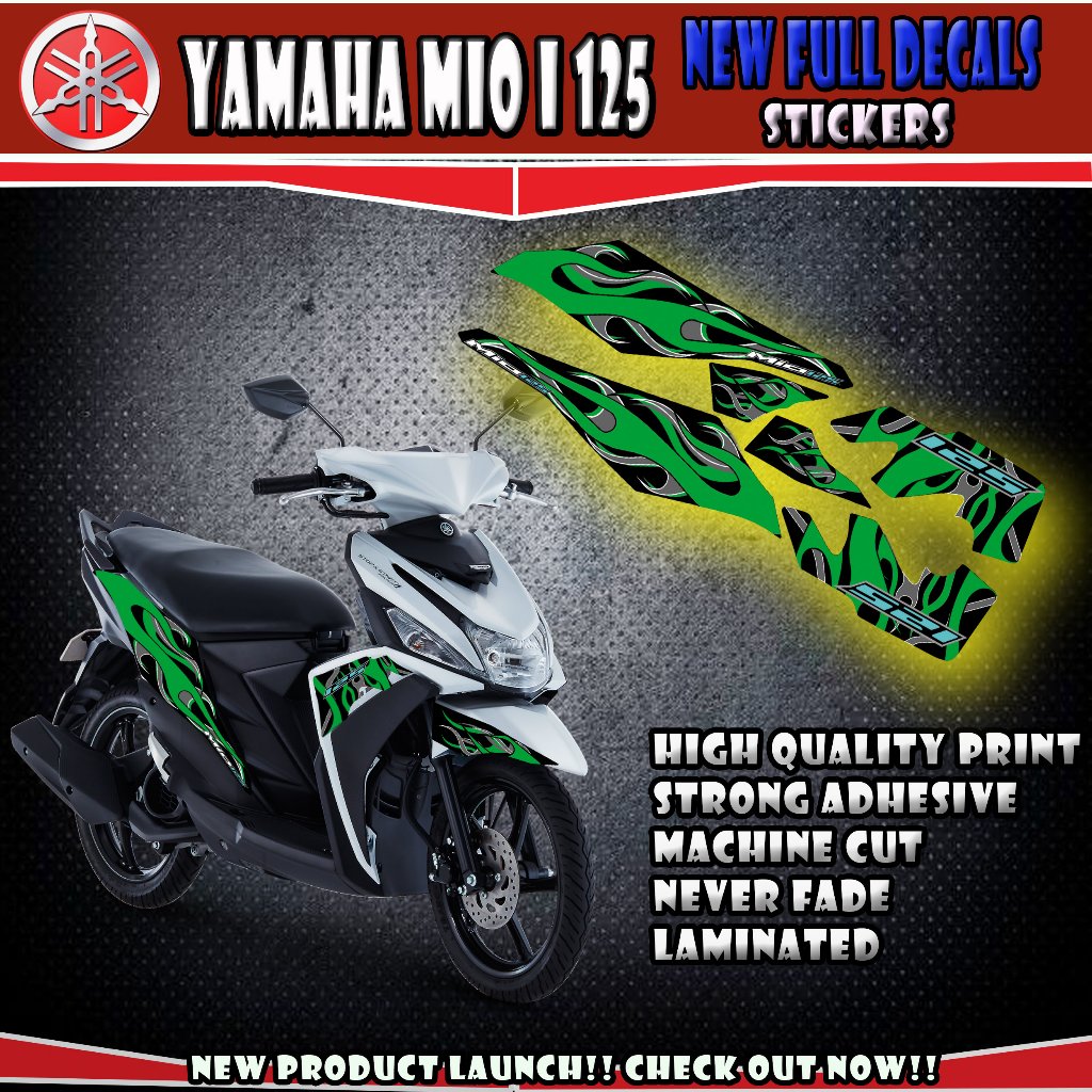NEW FULL DECALS FIRE DESIGN FOR YAMAHA MIO I 125 MOTORCYCLE/ YAMAHA MIO ...