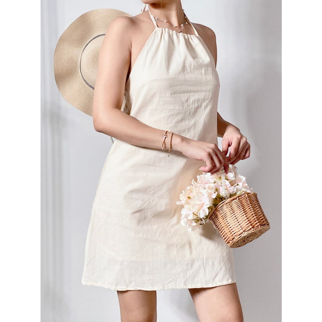 Calliah Sun-Kissed Halter Neck Mini Backless Dress - Casual Lingerie ...