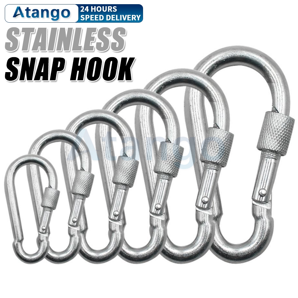 304 Stainless Steel Lock Carabiner Hook Snap Clip Galvanized Metal ...