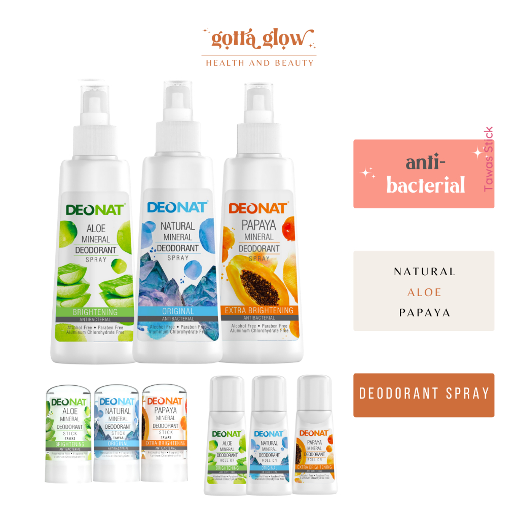 Deonat Natural Aloe Papaya Mineral Deodorant Spray / Stick Tawas / Roll ...