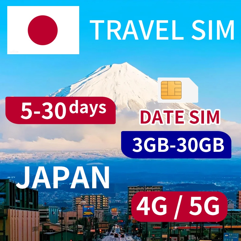 JAPAN travel SIM(5-30days unlimited data) total data 3-30GB 4G/5G network SIM card data SIM ...