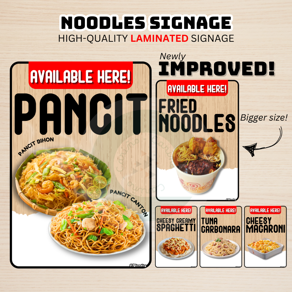 Laminated - Noodles Signages l Fried Noodles | Spaghetti l Carbonara ...