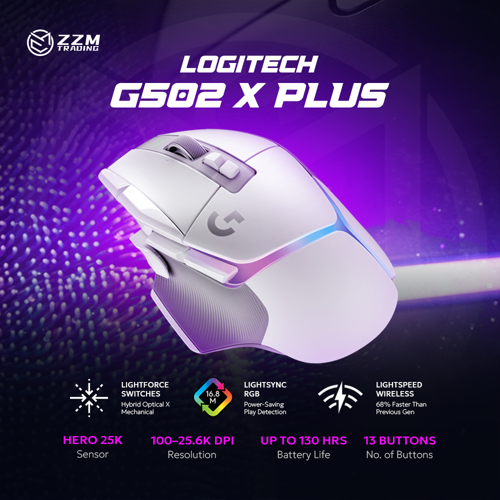 Logitech G502 X PLUS Wireless Mouse 25.6K DPI, LIGHTSPEED, HERO 25K ...