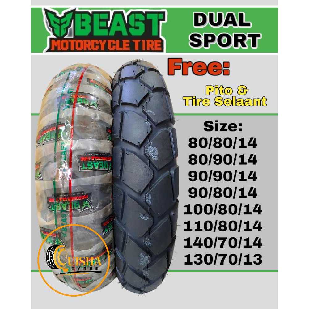 BEAST TIRE DUAL SPORT TUBELESS FOR ADV, CLICK, M3, MIO SPORTY, BEAT ...