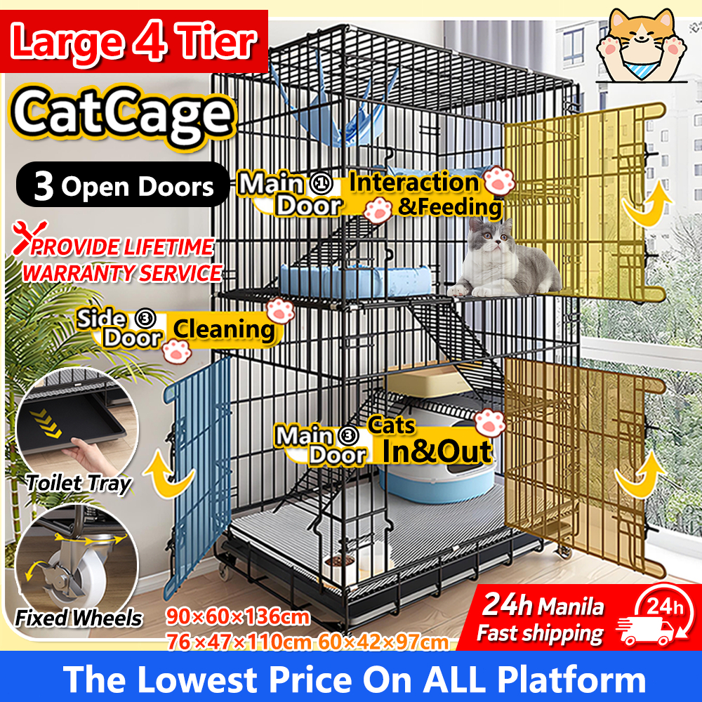 Metal Anti-rust Pet Cage cat cage 2/3/4 Layer With Litter Box cage ...