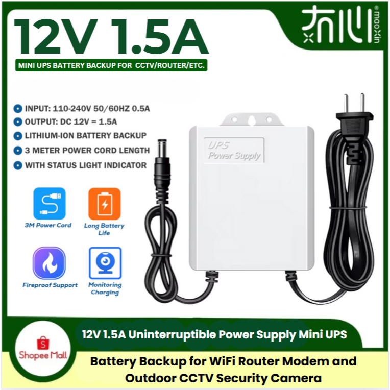 MX 12V 1.5A Uninterruptible Power Supply Mini UPS Battery Backup for WiFi Router Modem&Outdoor ...