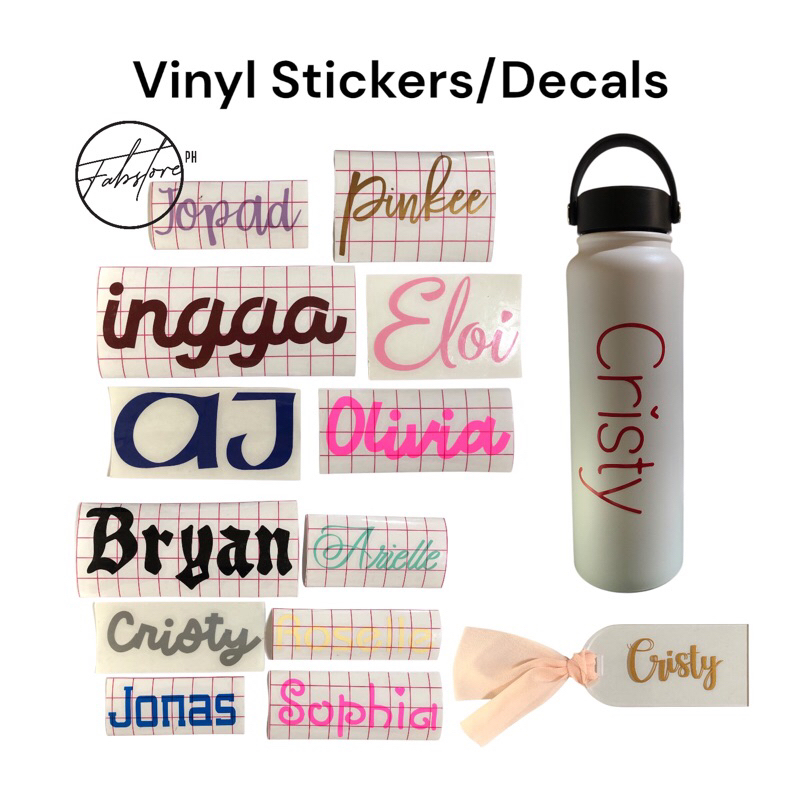Personalized Vinyl Name Stickers Decals Laptop, Wine Glass, Water ...