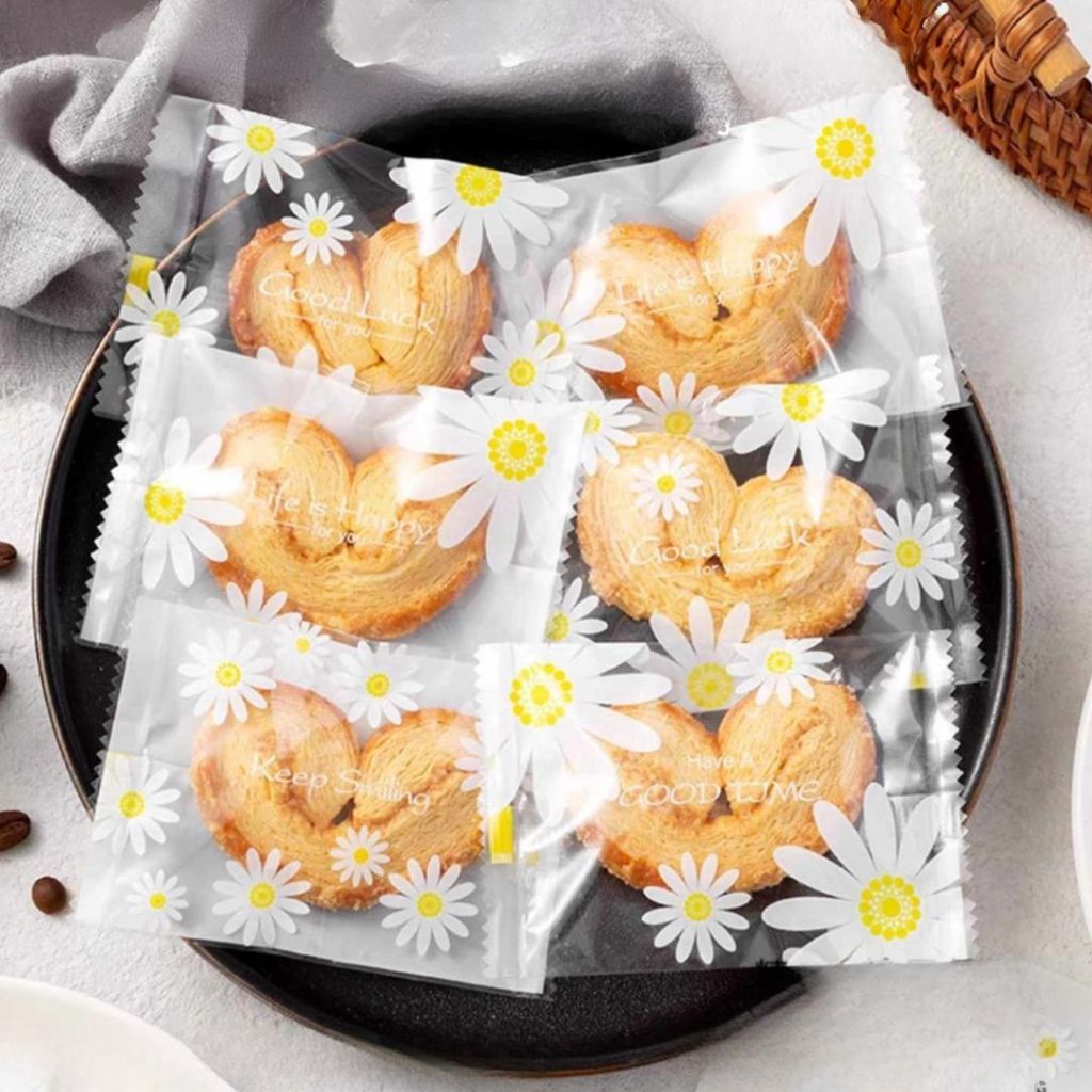 FP1195 (100pcs) 7x10 CM Daisy Cookie Bag Plastic for Sealing Pastry Bag ...