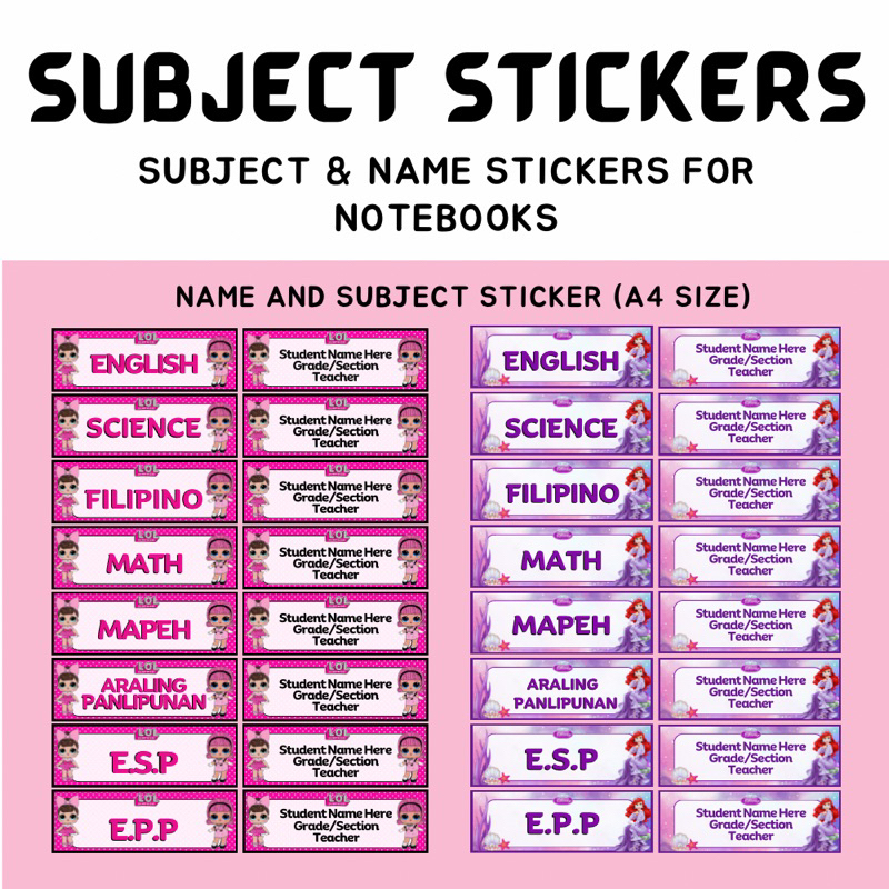 Customized LAMINATED Name Tag (FREE LACE) | Subject Stickers | Name ...